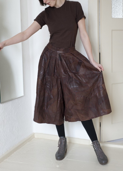 Vintage 80er - True Vintage Boho Leder Rock Midi Hosenrock Mocca 80er ...