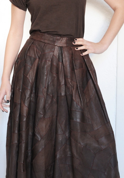 Vintage 80er - True Vintage Boho Leder Rock Midi Hosenrock Mocca 80er ...