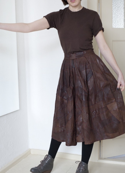 Vintage 80er - True Vintage Boho Leder Rock Midi Hosenrock Mocca 80er ...