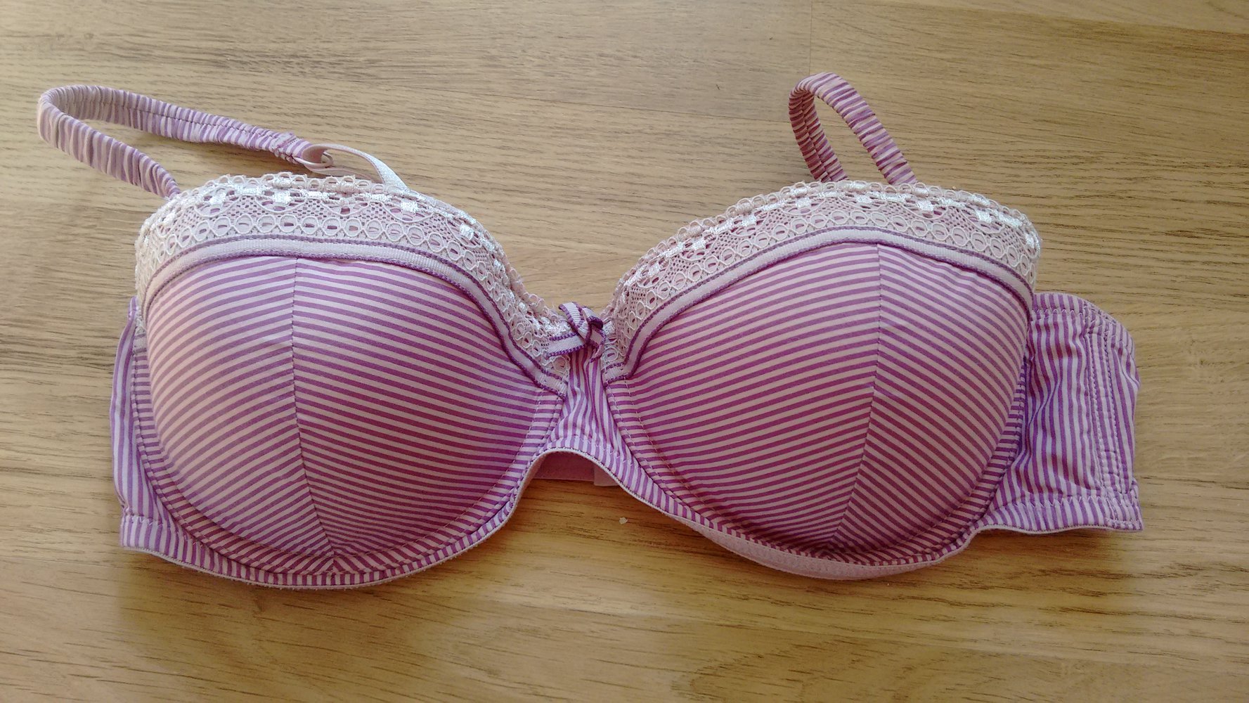 Ann Christine - pink gestreifter Balconette BH mit abnehmbaren Trägern ...