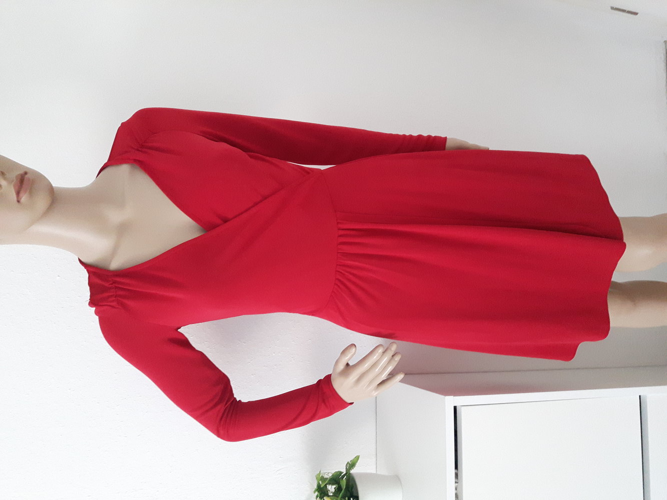 Promod kleid rot festlich Stretch knielang chic :: Kleiderkorb.de