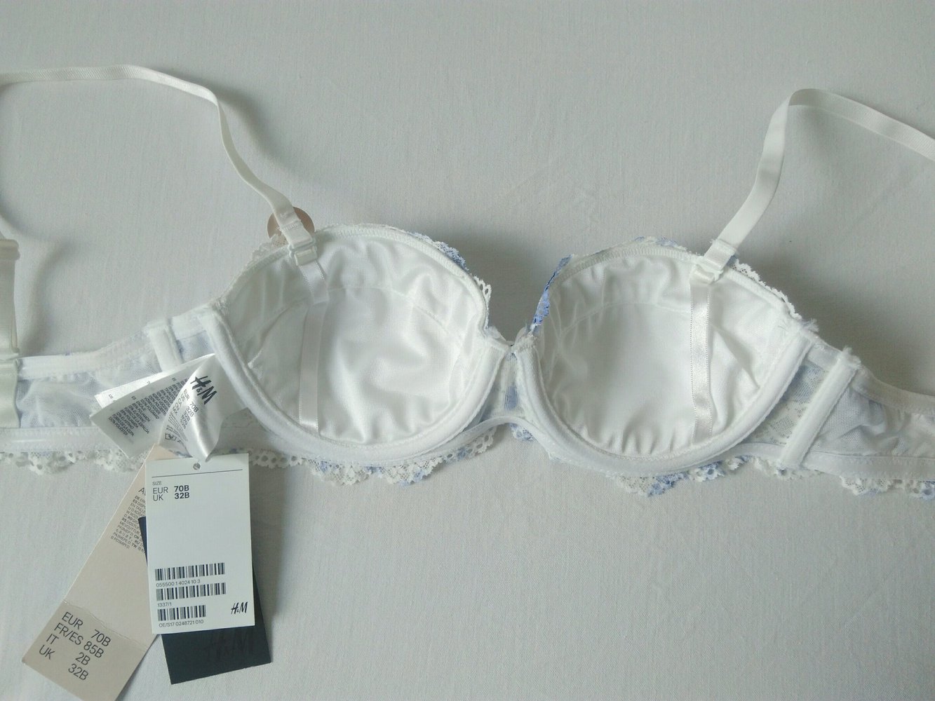 Neu BH 70B H&M mit Etikett Blumen Floral gemustert weiß lila blau ...